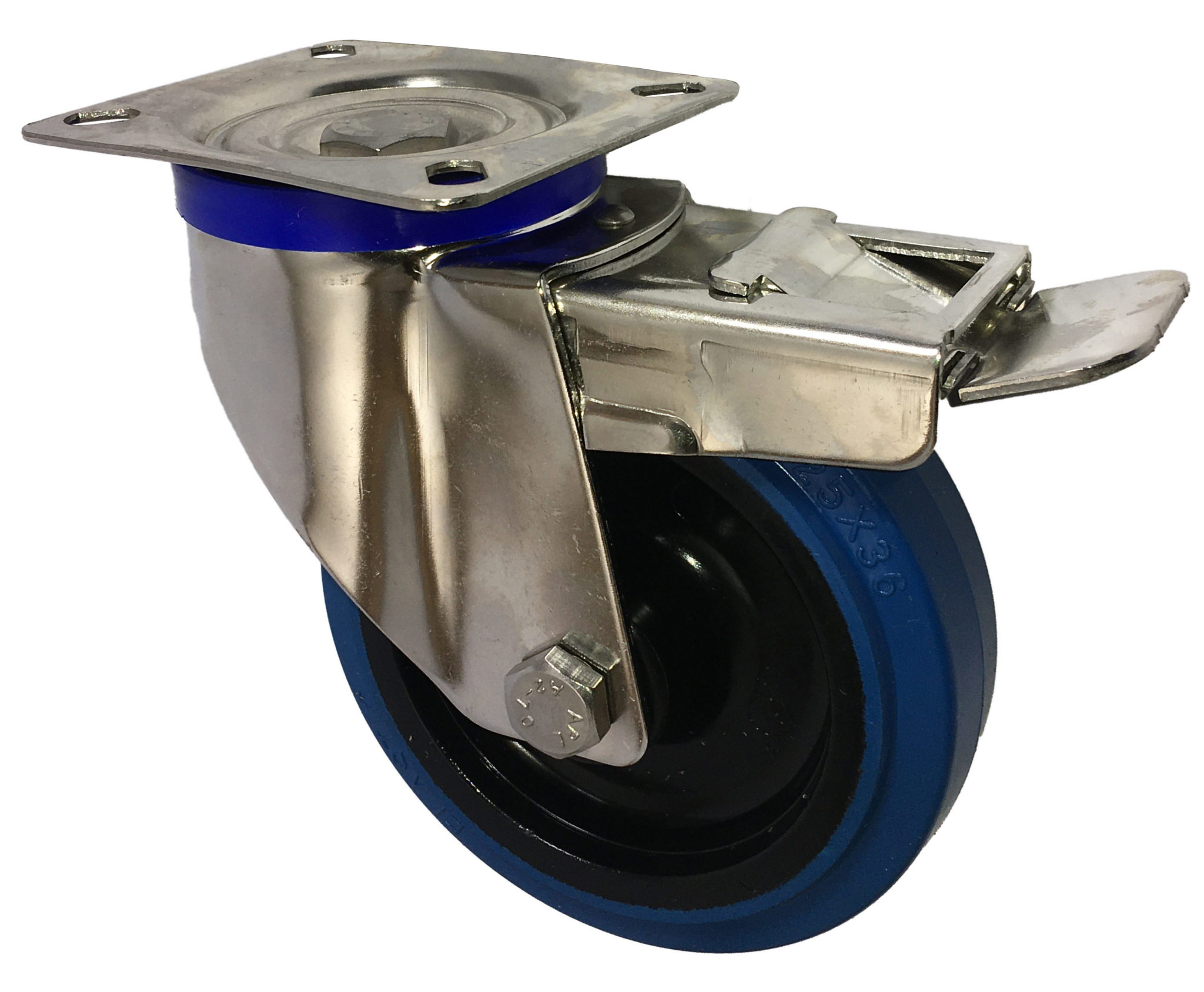 125mm Stainless Steel Swivel Castor With Brake, 150kg Capacity | Rubber ...