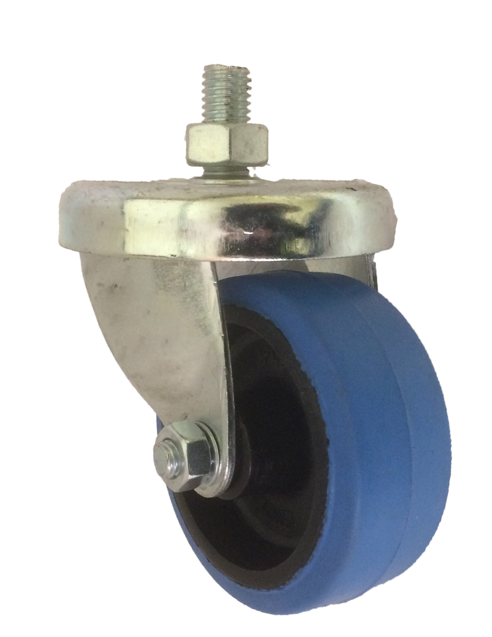 80mm Swivel Castor Threaded Stem, 90kg Capacity | Blue Rubber Tyre ...