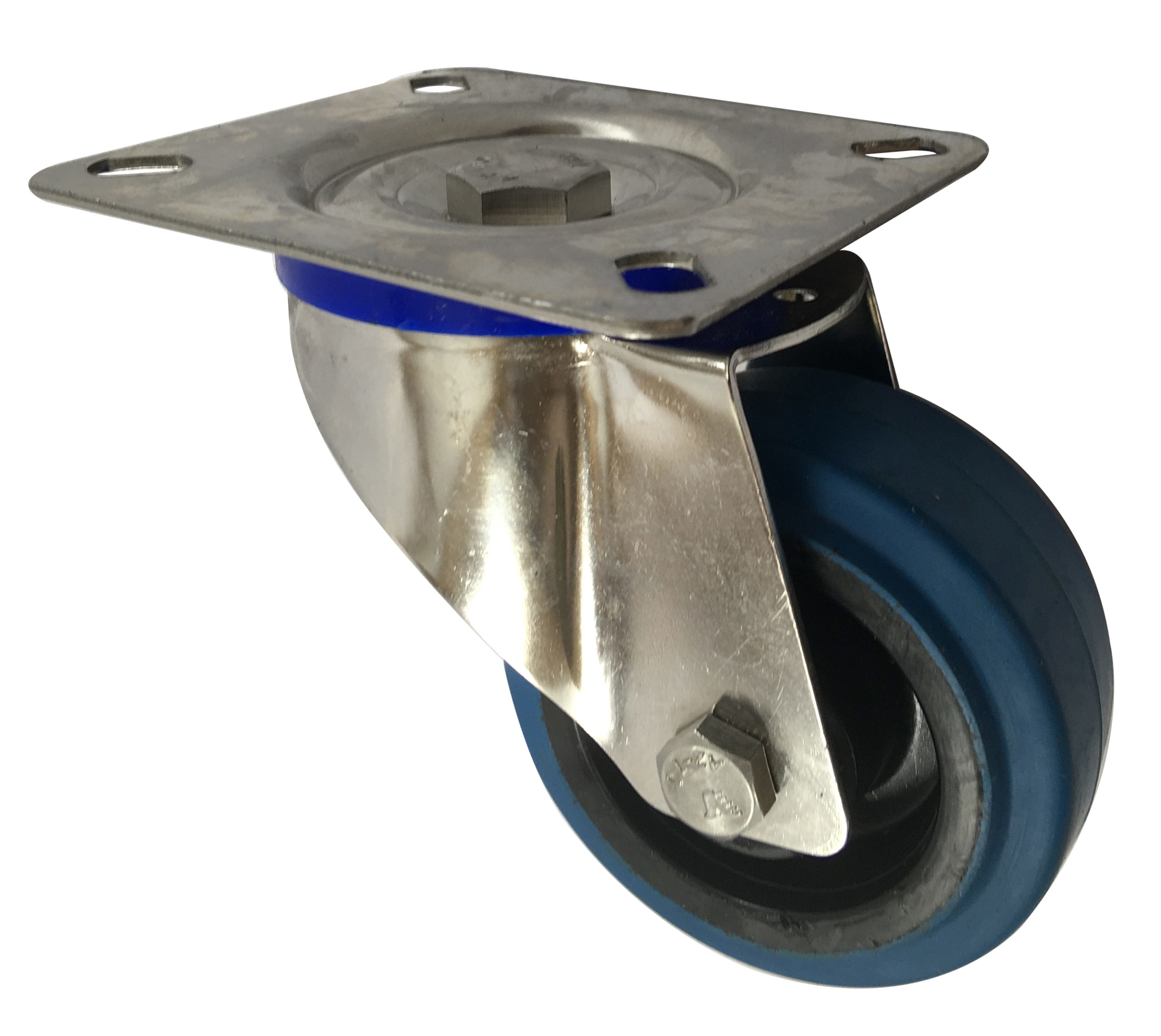 80mm Stainless Steel Swivel Castor, 120kg Capacity | Rubber Tyre Wheel ...