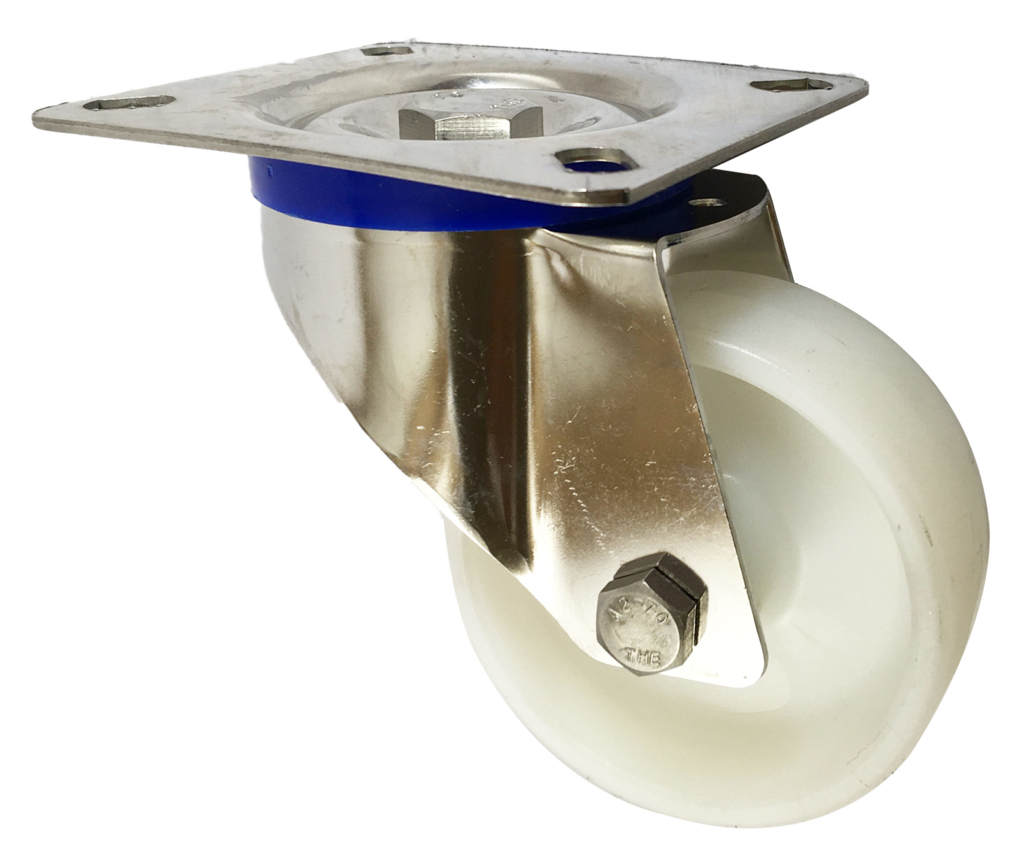 80mm Stainless Steel Swivel Castor, 150kg Capacity | Nylon Wheel, Plain ...