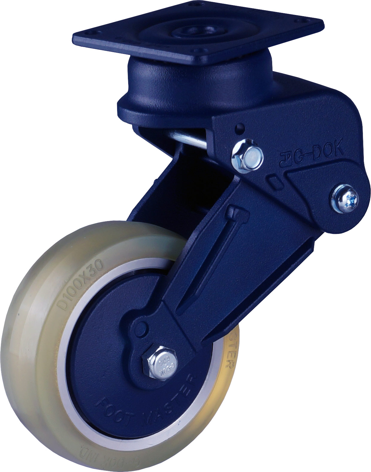 100mm Shock Absorbing Fixed Castor, 100kg Capacity | Polyurethane Tyre ...