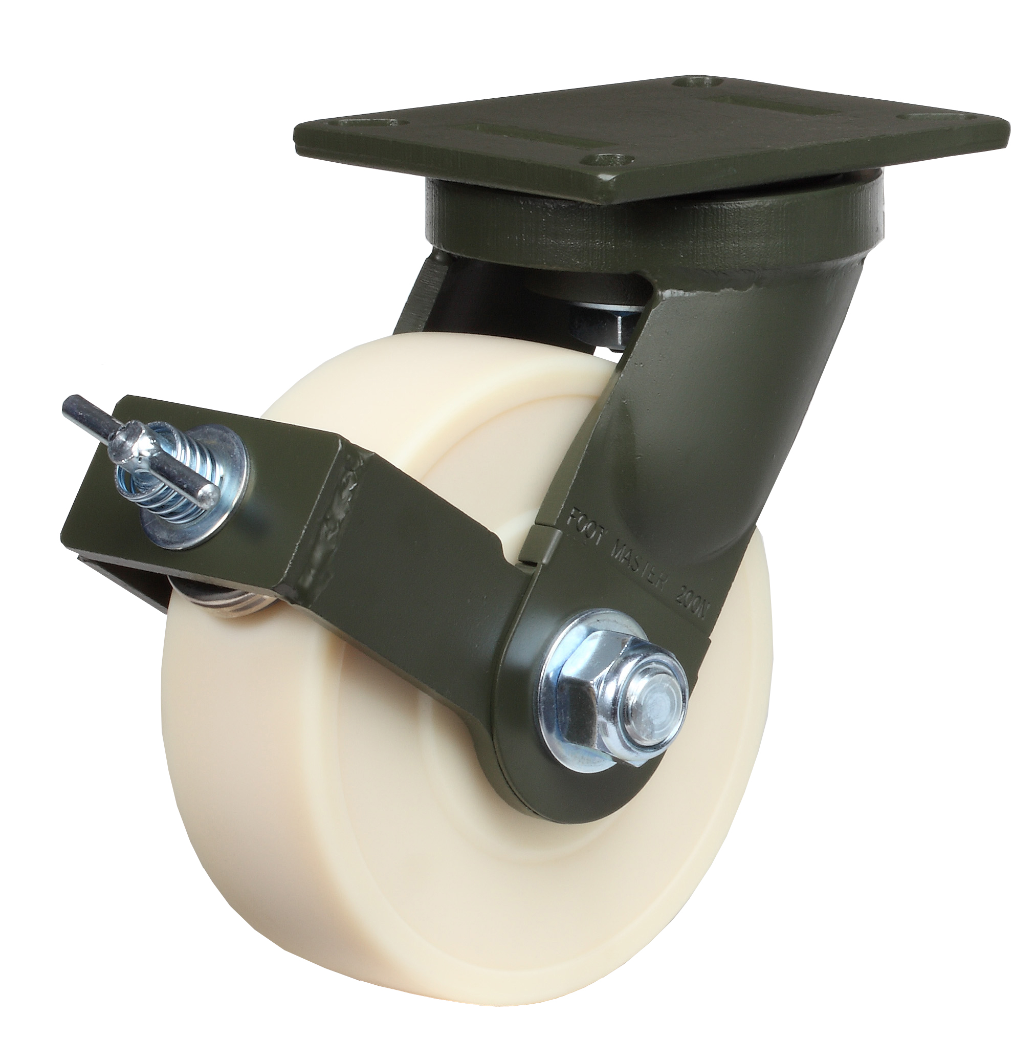 200mm Swivel Castor with Brake, 2500kg Capacity | Nylon Wheel, Ball ...