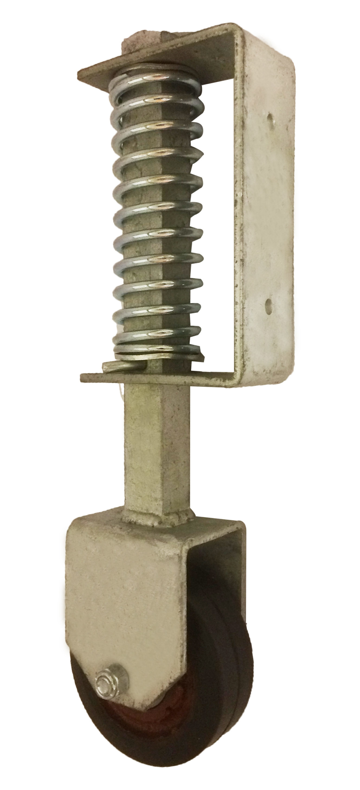 Heavy Duty Gate Castor with 100mm Rubber Tyre Wheel, 75kg Spring loaded ...