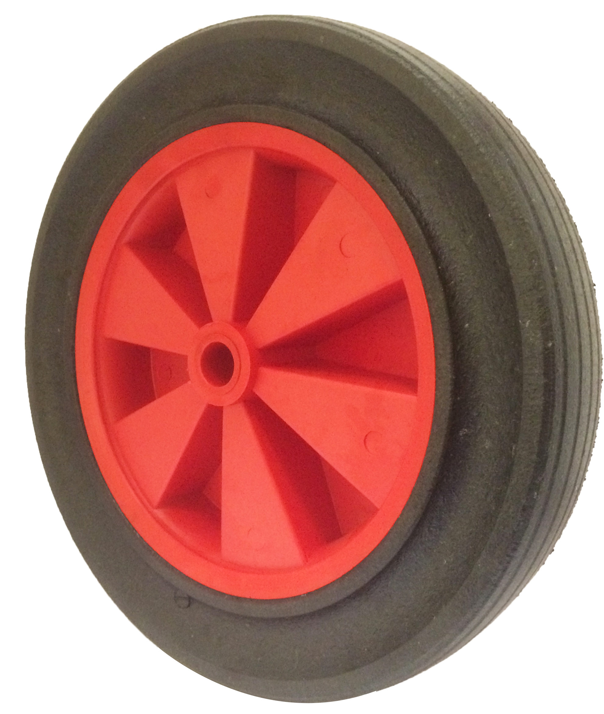 Rubber Tyre Wheel 300mm | Black Rubber Tyre / Red Polypropylene Centre ...