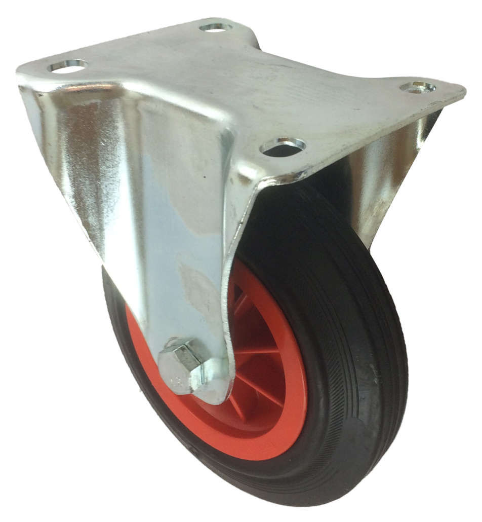 160mm Fixed Castor, 135kg Capacity | Rubber Tyre Wheel, Roller Bearing ...