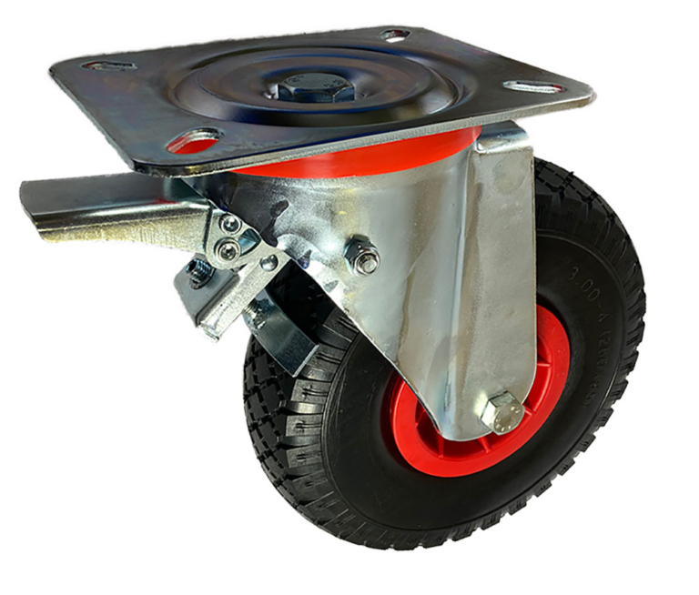 260mm Swivel Castor with Brake, 120kg Capacity | Puncture Proof Wheel ...