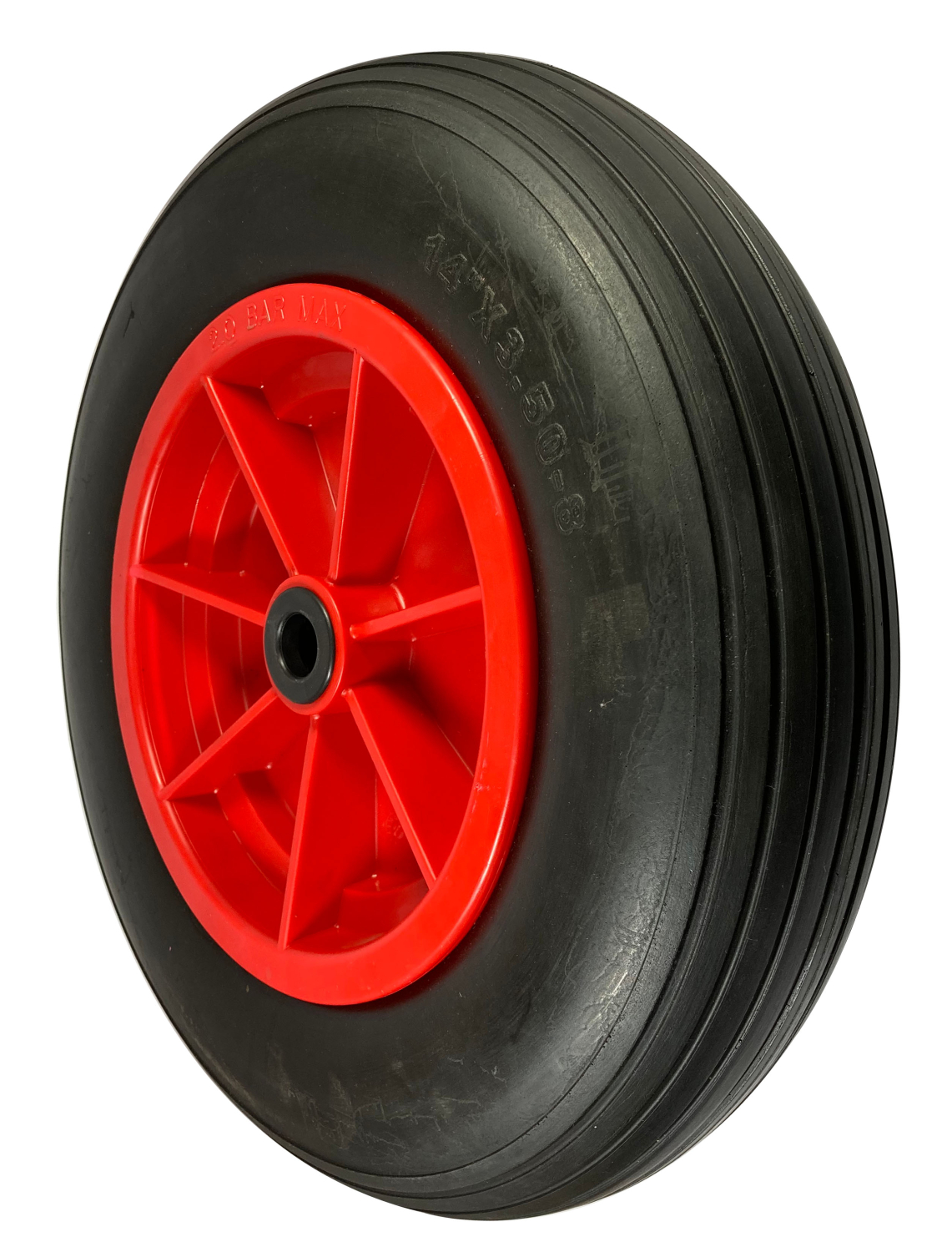 Puncture Proof Wheel 370mm | Puncture Proof Tyre / Red Polypropylene Centre, 170kg, 25.4mm Plain ...