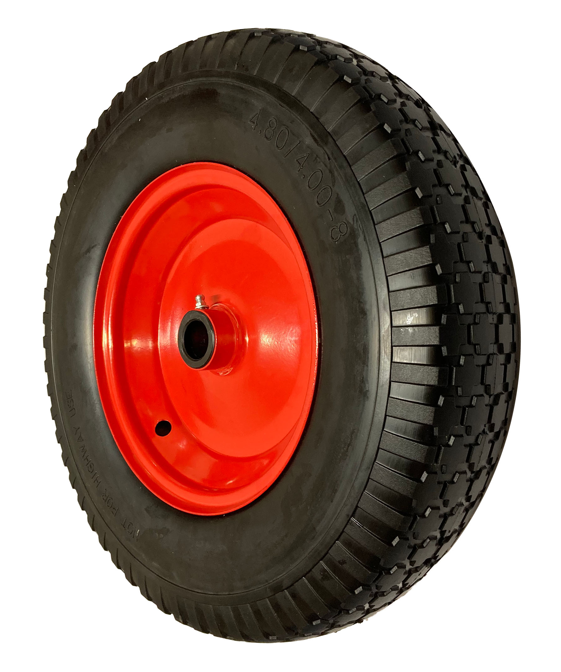 Puncture Proof Wheel 400mm Puncture Proof Tyre Red Steel Centre 200kg 25mm Roller Bearing PP400RSB25D Keystone Castors