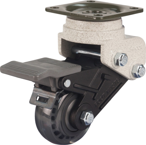 50mm Shock Absorbing Fixed & Brake Castor, 40kg Capacity | Polyurethane ...