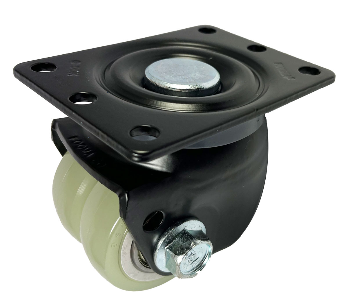 60mm Twin Wheel Swivel Castor | Polyurethane Tyre Wheel, Ball Bearing ...